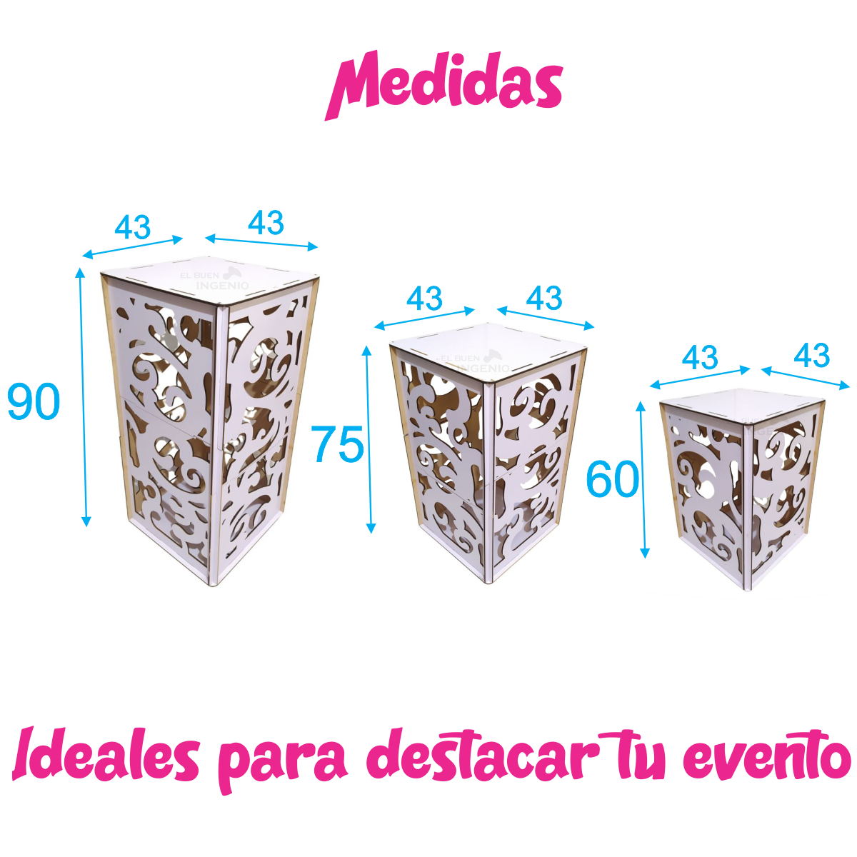 Cilindros Cuadrados Candy Bar Armables Para Mesas De Dulces 1 Cara Bla ...